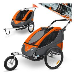 Kesser&reg; Kinderanh&auml;nger Fahrradanh&auml;nger 360&deg; Drehbar mit Federung 2in1 Joggerfunktion Kinderfahrradanh&auml;nger + 5-Punkt Gurt Jogger Fahrrad Anh&auml;nger f&uuml;r 1 bis 2 Kinder max. 40kg