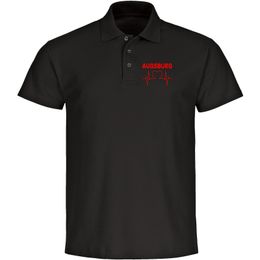multifanshop Poloshirt - Augsburg - Herzschlag - Druck rot - Polo