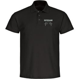 multifanshop Poloshirt - Deutschland - Herzschlag - Druck wei&szlig; - Polo