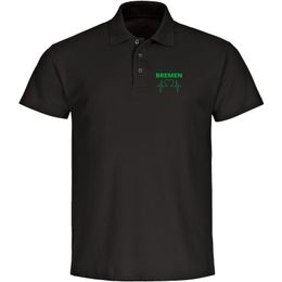 multifanshop Poloshirt - Bremen - Herzschlag - Druck gr&uuml;n - Polo