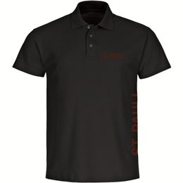 multifanshop Poloshirt - St. Pauli - Brust & Seite - Druck braun - Polo