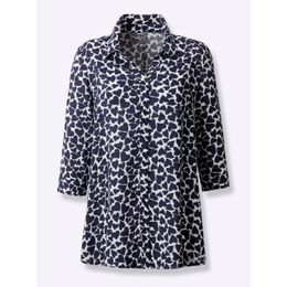 Heine Damen Longbluse, Wei&szlig;, Gr. 42, Druckblusen, Material: Viskose