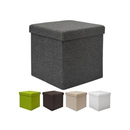 DuneDesign Faltbarer Sitzhocker 38cm Fu&szlig;hocker Polsterhocker mit ca 42L Stauraum Sitzw&uuml;rfel Sitzkast