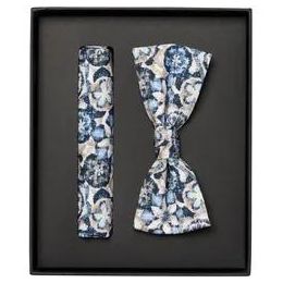 Fliege Venti "Venti Set aus Fliege und Einstecktuch Print", Herren, blau, 100% Baumwolle, Fliegen