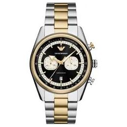 Chronograph Emporio Armani, gold (edelstahlfarben, gelbgoldfarben), Armbanduhren, Damen, Chronograph, Quarzuhr, Armbanduhr, Herrenuhr, Edelstahlarmband, analog, Tag