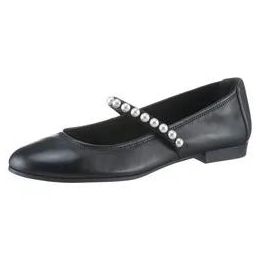 Ballerina Tamaris, Damen, Gr. 39, schwarz, Leder, Lederimitat, unifarben, Schuhe Ballerina, Blockabsatz, Businesschuh, Abendschuh mit eleganten Zierperlen