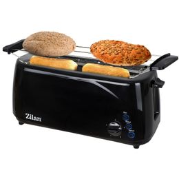 Zilan Langschlitz Toaster 4 Scheiben 1400W Br&ouml;tchenaufsatz schwarz