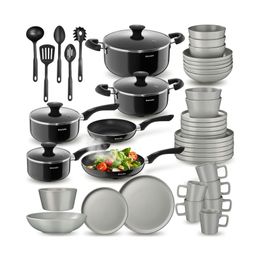 TecTake&reg; K&uuml;chenstarterset, Geschirrset aus Steingut, mit Glasur, hitzebest&auml;ndig und kratzfest, inklusive 5 K&uuml;chenwerkzeugen