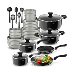 TecTake&reg; K&uuml;chenstarterset, Geschirrset aus Steingut, mit Glasur, hitzebest&auml;ndig und kratzfest, inklusive 5 K&uuml;chenwerkzeugen