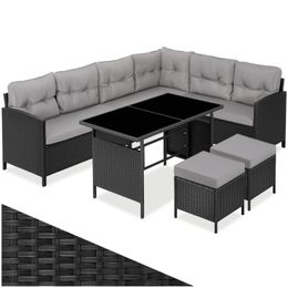 TecTake&reg; Rattan Lounge, f&uuml;r 6 bis 8 Personen, UV-best&auml;ndig, mit Sicherheitsglasplatten