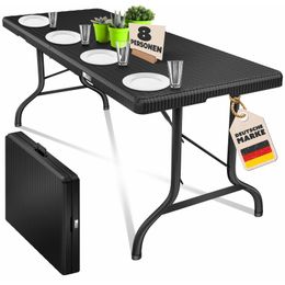 Kesser&reg; Buffettisch Tisch klappbar Kunststoff 183x76 cm Rattan Optik Campingtisch Partytisch Klapptisch Gartentisch f&uuml;r Garten Terrasse und Balkon zusammenklappbar 6 Personen ink. Tragegriff