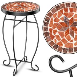 Kesser&reg; Mosaiktisch Bistrotisch Blumenhocker Rund 60x34cm Metall Mosaik Beistelltisch Balkontisch Gartentische Terrassentisch Balkon Steinmosaik Garten Gartentisch Indoor Outdoor