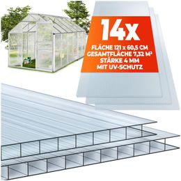 TecTake&reg; 14er Set Doppelstegplatten, 10,24 m&sup2; Gesamtfl&auml;che, individuell zuschneidbar, w&auml;rmed&auml;mmend, temperaturresistent, 121 x 60,5 x 0,4 cm je Platte