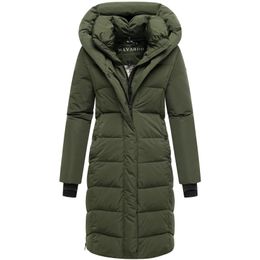 Navahoo Damen Winter Steppmantel Parka lang mit Kapuze - warme elegante Winterjacke, gef&uuml;tterter Wintermantel Laubzauber