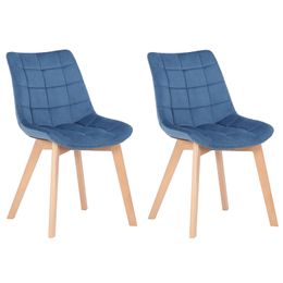 CLP 2er-Set Esszimmerst&uuml;hle Passaic Samt, ergonomisch gepolstert & gesteppt, mit Bodenschonern, bis 150 kg belastbar