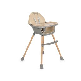 Moni Kinderhochstuhl Biscotti 2 in 1 Kinderstuhl Anti-Rutsch-F&uuml;&szlig;e Doppeltablett beige