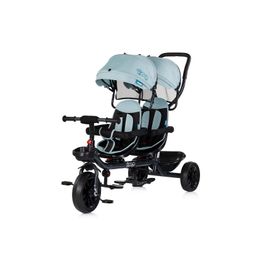 Babyshoppen Geschwisterdreirad Hip Hop, Schiebegriff, Sitze 360&deg; drehbar, Gurte hellblau