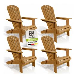 Juskys&reg; Garten Liegestuhl Korfu 4er Set &ndash; aus Akazienholz, klappbar, 85x69x94 cm, natur, ge&ouml;lt, Gartenstuhl, Sonnenliege