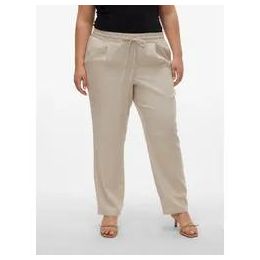 Schlupfhose Vero Moda CURVE "VMJESMILO ANKLE PANTS WVN GA NOOS CUR", Damen, Gr. 44, N-Gr, beige (silber lining), Web, Obermaterial: 55% Viskose, 45% Leinen, unifarben, regular fit kn&ouml;chellang, Hosen Schlupfhose, Sommerhose