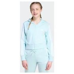 Kapuzensweatshirt Adidas SPORTSWEAR "JG 3S FT FZ CRO", M&auml;dchen, Gr. 170, gr&uuml;n (halo mint, wei&szlig;), Obermaterial: 70% Baumwolle, 30% Polyester, angesetztes B&uuml;ndchen, Sweatshirts