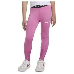 Leggings Nike SPORTSWEAR "NKG Nike PRO LEGGING", M&auml;dchen, Gr. 122 (7), N-Gr, magic flaming, Jersey, Obermaterial: 83% Polyester, 17% Elasthan, Hosen Leggings, f&uuml;r Kinder
