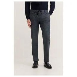 Chinohose Bugatti "Slim Fit", Herren, Gr. 38, L&auml;nge 34, blau (370, marine), 87% Polyester, 9% Viskose, 4% Elasthan, Glencheckmuster, slim fit, Hosen Chinohose, Glencheck mit Stretch & Kordelzug