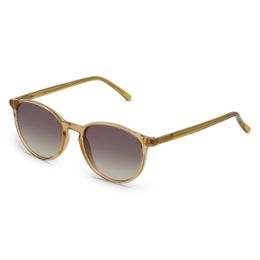Fielmann JIL 005 SUN CL | Unisex-Sonnenbrille | Fassung: Vollrand, Panto, Acetat Spritzguss, Honig Transparent | Glasfarbe: Braun Verlaufend