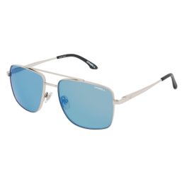 O`Neill O&rsquo;Neill 965054 | Unisex-Sonnenbrille | Fassung: Vollrand, Quadratisch, Metall, Silber Matt | Glasfarbe: Blau