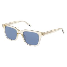 Tom Tailor 676013 | Unisex-Sonnenbrille | Fassung: Vollrand, Quadratisch, Kunststoff, Gelb Transparent | Glasfarbe: Blau