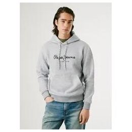Hoodie Pepe Jeans "MACBETH MELANGE", Herren, Gr. XL, grau (marl grau), Sweatware, Obermaterial: 55% Baumwolle, 45% Polyester, unifarben, regular fit, Rippb&uuml;ndchen, Sweatshirts Hoodie, Regular Fit mit Kordelzug