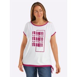 sheego Gro&szlig;e Gr&ouml;&szlig;en Print-Shirt mit U-Boot-Ausschnitt, ecru-magenta-bedruckt, Gr&ouml;&szlig;e 52 - Damen