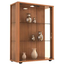Standvitrine Vcm "Holz Glas Stand Vitrine Sammelvitrine Sintalo", braun (kern, nussbaum), B:60cm T:25cm, Obermaterial: 100% Holz Wood., Schr&auml;nke, Standvitrine