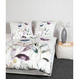 Bettw&auml;sche Janine "Mako-Satin42140 05", lila (mauve blau), B/L: 155cm x 220cm, 1 Stk., 1 Stk., Mako-Satin, B/L: 80cm x 80cm, Mako-Satin, Obermaterial: 100% Baumwolle, Bettw&auml;sche, Bettw&auml;sche, mit Reissverschluss
