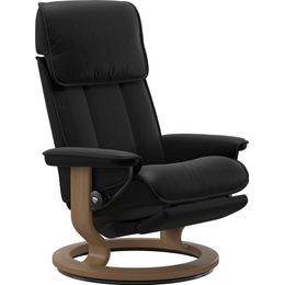 Relaxsessel stressless "Admiral", schwarz (schwarz batick), B:78cm H:101cm T:73cm, Leder BATICK: BATICK ist ein leicht korrigiertes, durchgef&auml;rbtes und genarbtes M&ouml;belleder, bei dem die meisten Unebenheiten und Spuren in der Regel entfernt wurden., Sessel, Relaxsessel, verstellbar, optional 2-motorisch, Gr&ouml;&szlig;e M & L, Gestell Braun
