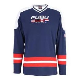 Longsleeve Fubu "Fubu FBMQ22004NVY Fubu Corporate Hockey Jersey", Herren, Gr. XS, navy, wei&szlig;, 100% Polyester, bedruckt, normal, V-Ausschnitt, Shirts