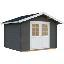 Gartenhaus Palmako "Vivian", dunkelgrau, wei&szlig;, Fu&szlig;boden im Gartenhaus, ohne Dacheindeckung, Massivholz, Gartenh&auml;user, Gartenhaus, verschiedene Farben