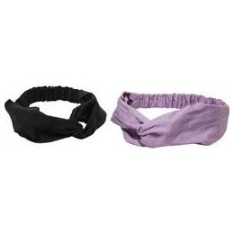 Halstuch Urban Classics "Urban Classics Unisex Light Basic Headband 2-Pack", Damen, Gr. onesize, lila, schwarz, Baumwolle, unifarben, Modet&uuml;cher