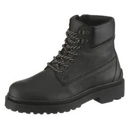 Tommy Hilfiger Schn&uuml;rboots TOMMY JEANS "TJM LACE UP BOOT LEATHER", Herren, Gr. 42, schwarz, Leder, Lederimitat, Schuhe Schn&uuml;rboots, Schn&uuml;rstiefelette mit weich abgepolstertem Schaftrand