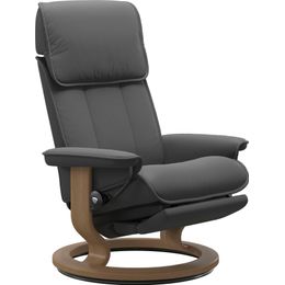 Relaxsessel stressless "Admiral", grau (grau batick), B:87cm H:101cm T:78cm, Leder BATICK: BATICK ist ein leicht korrigiertes, durchgef&auml;rbtes und genarbtes M&ouml;belleder, bei dem die meisten Unebenheiten und Spuren in der Regel entfernt wurden., Sessel, Relaxsessel, verstellbar, optional 2-motorisch, Gr&ouml;&szlig;e M & L, Gestell Eiche