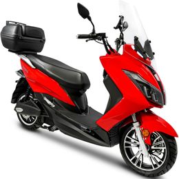 E-Motorroller Rolektro "Maximus MX2-45, 1 Akku", rot (rot, schwarz), Elektromotorroller, 45 km/h, bis zu 84 km Reichweite, mit integr. Alarmanlage, B:72,5cm H:126cm L:214cm