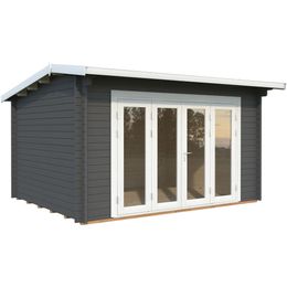 Gartenhaus Palmako "Ines Bitfold", dunkelgrau, wei&szlig;, Fu&szlig;boden im Gartenhaus, ohne Dacheindeckung, Massivholz, Gartenh&auml;user, Gartenhaus, verschiedene Farben
