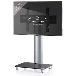 Wohnzimmertisch Vcm "TV Standfu&szlig; Glas Fernseh Rollen St&auml;nder Fu&szlig; Tosal", schwarz (schwarzglas), B:60cm T:44cm, Sideboards, TVRack