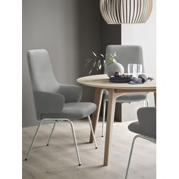 Polsterstuhl stressless "Laurel", grau (wild dove batick, schwarz matt), B:58cm H:105cm T:60cm, Leder BATICK: BATICK ist ein leicht korrigiertes, durchgef&auml;rbtes und genarbtes M&ouml;belleder, bei dem die meisten Unebenheiten und Spuren in der Regel entfernt wurden., St&uuml;hle, Polsterstuhl, High Back mit Armlehne, Gr&ouml;&szlig;e L, mit Beinen aus Stahl in Schwarz matt