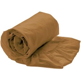 Spannbettlaken HECKETT & LANE "Yellow Spannbetttuch Percale", braun (cognac, braun), B:90cm L:220cm, Perkal, Obermaterial: 100% Baumwolle, Bettlaken, Spannbettlaken, Spannbetttuch aus 100% Baumwolle, Hochwertige Perkal, Gummizug rundum