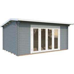 Gartenhaus Palmako "Ines Bitfold", grau (hellgrau, wei&szlig;), Fu&szlig;boden im Gartenhaus, ohne Dacheindeckung, Massivholz, Gartenh&auml;user, Gartenhaus, verschiedene Farben