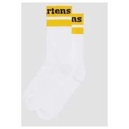 Socken Dr. Martens "Athletic Logo Organic Cotton Blend Socken", Damen, Gr. 42-48, wei&szlig;, gelb, Baumwolle, Elasthan, Polyamid, Polyester, normal, Socken Socken, mit vert&auml;rktem Fersen- und Zehenbereich, druckfreier Bund