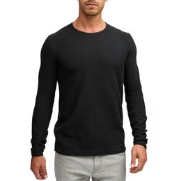 Rundhalspullover INDICODE "Kristian", Herren, Gr. L, schwarz, Strick, Obermaterial: 100% Baumwolle, unifarben, regular fit normal, Rundhals, Pullover Rundhalspullover