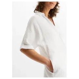 Shirtbluse bonprix "Oversize-Longbluse aus softem Musselin", Damen, Gr. 44, wei&szlig;, Obermaterial: 100% Baumwolle, oversize, Blusen, Oversize-Passform, f&uuml;r warme Tage, aus weichem Musselin