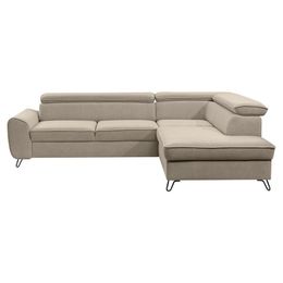 Stylife Ecksofa, Beige, Textil, 4-Sitzer, Ottomane rechts, Eckteil, L-Form, 250x200 cm, Stoffauswahl, seitenverkehrt erh&auml;ltlich, Wohnzimmer, Sofas & Couches, Wohnlandschaften, Ecksofas