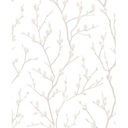 Vliestapete SUPERFRESCO EASY "Zweig", beige (natur), B:0,52m L:10m, Vlies, Tapeten, Wei&szlig;/Braun - 10m x 52cm